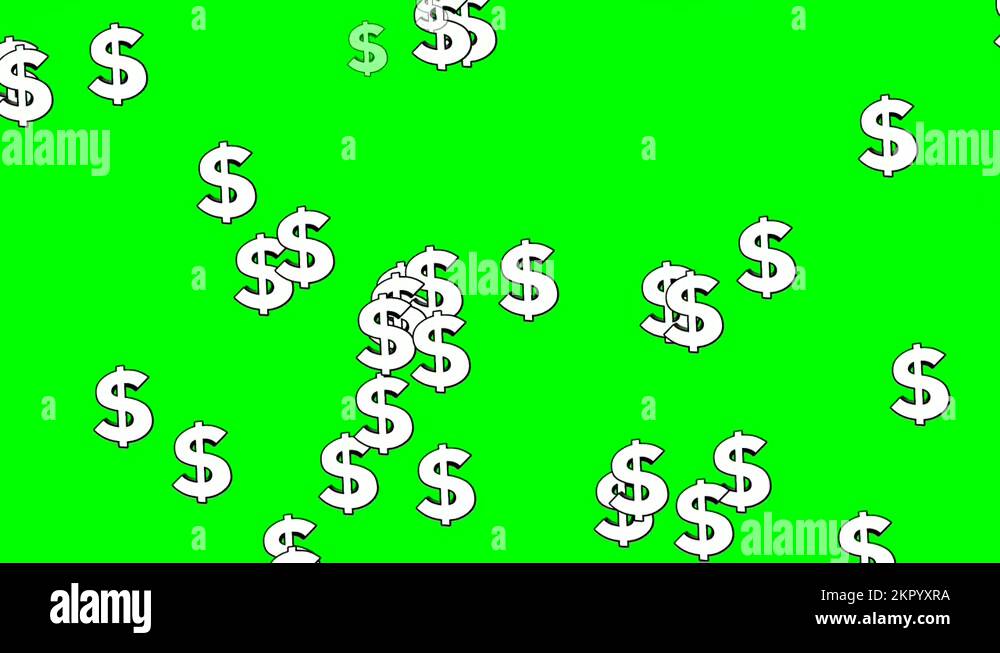 Flat cartoon rise up dollar sign animation on green screen.4K for ...