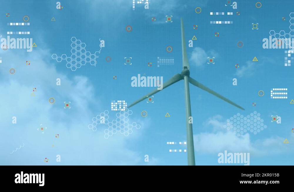Animation of data processing with world map over windmill Stock Video Footage - Alamy