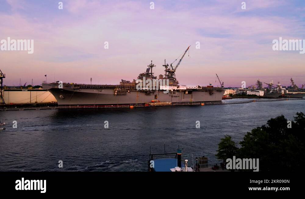 Aerial View Of Aircraft Carrier Docked At General Dynamics Nassco ...