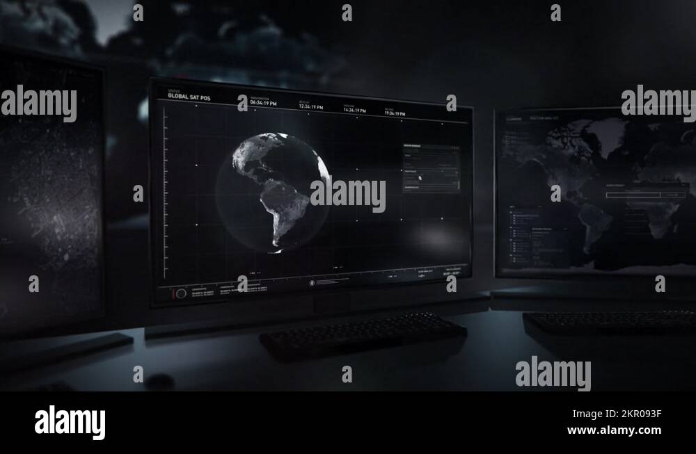 Global Surveillance Interface Scanning Information On Military Air Base ...