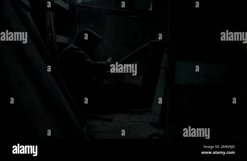 Cinematic Drug Addict Man Injecting Heroin In Abandoned House Stock ...