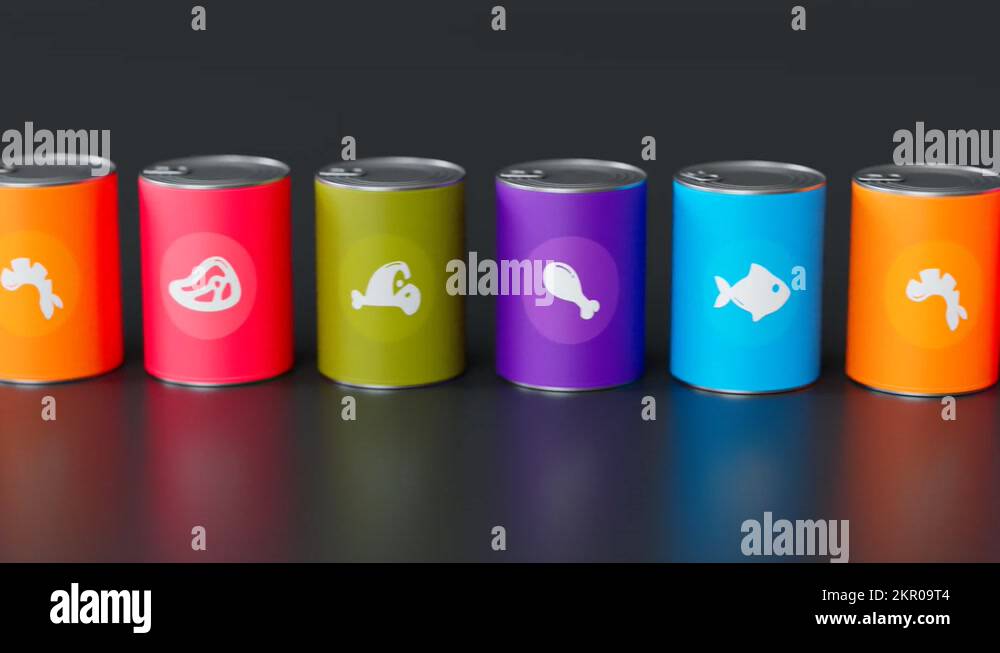 Canned pet foot with a variety of meats. Beef, chicken, fish, pork ...