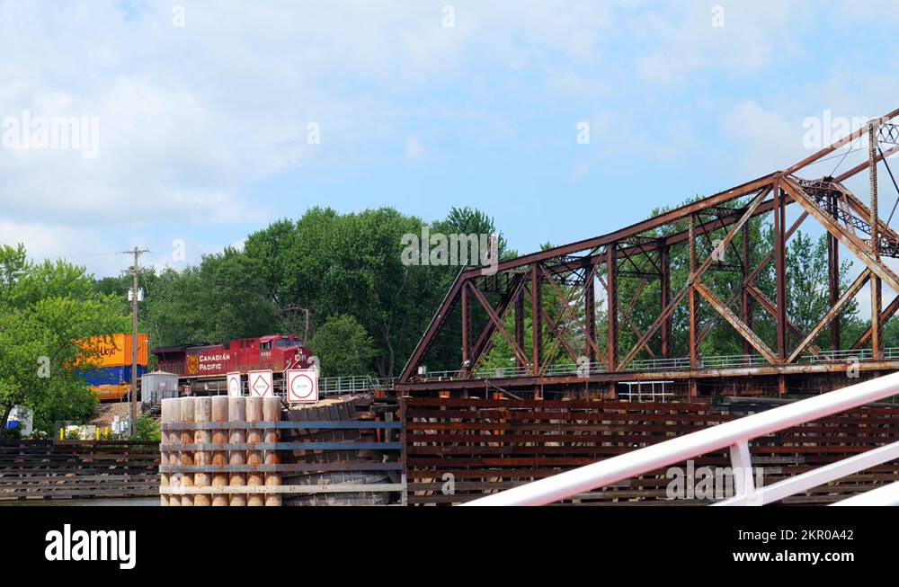 LA CROSSE, WI - 21 JUL 22: Freight train enters railway bridge over ...
