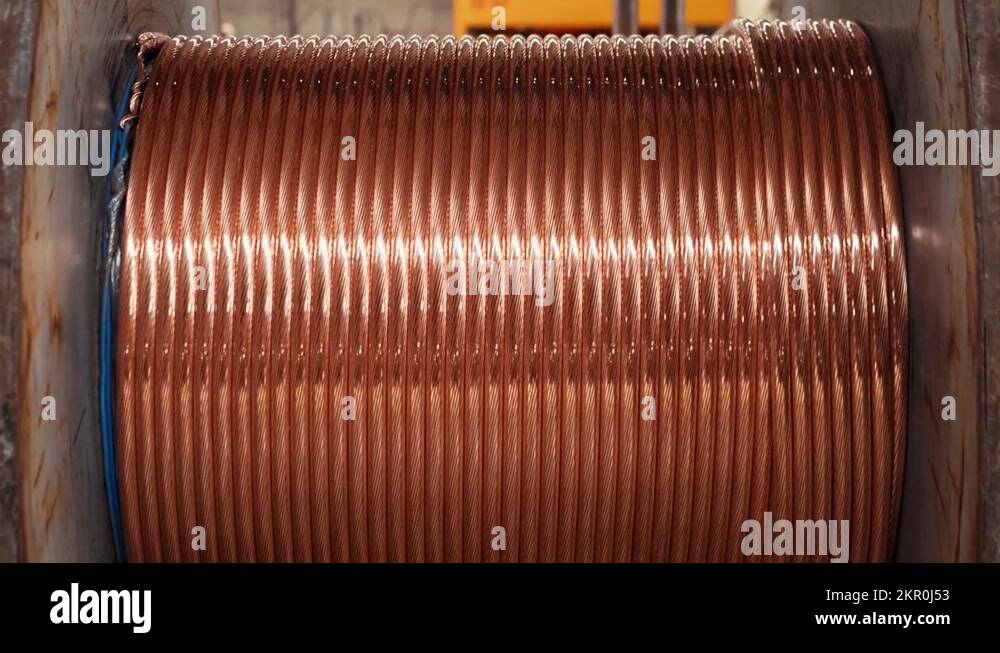 Modern cable manufacturing, cable factory. Copper cable production ...