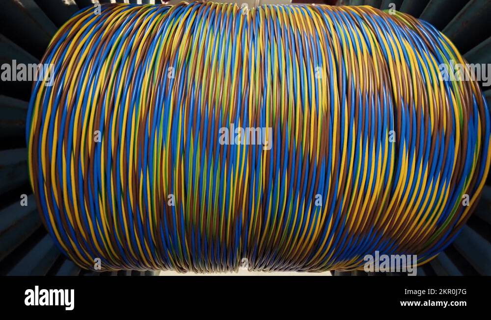 Cable factory.Winding of the electrical cable to the bobbin in the ...
