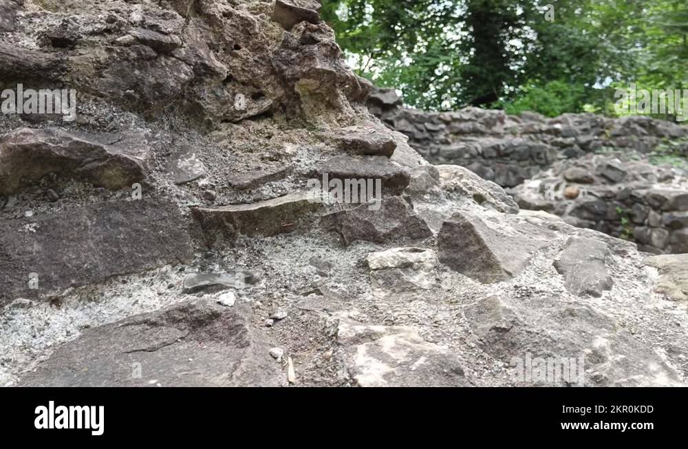 Old Castle with all walls broken down, Ancient Ruine in Europe Stock ...