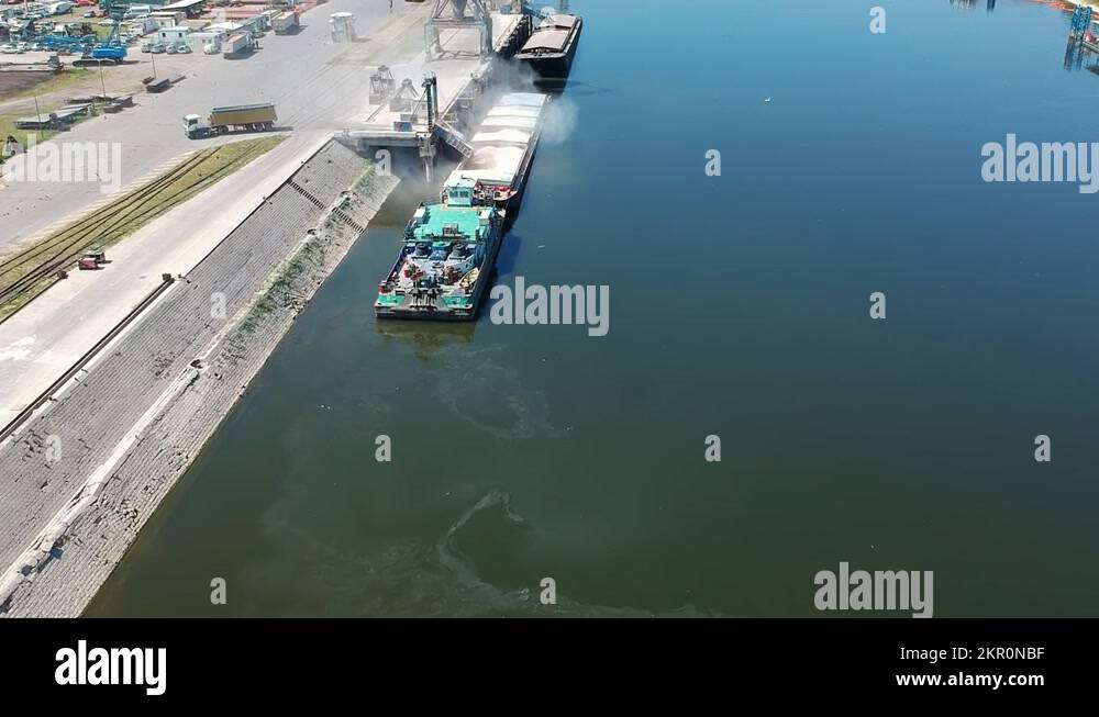 Bulk Carrier Ship Loading At Grain Terminal In The Port Stock Video ...