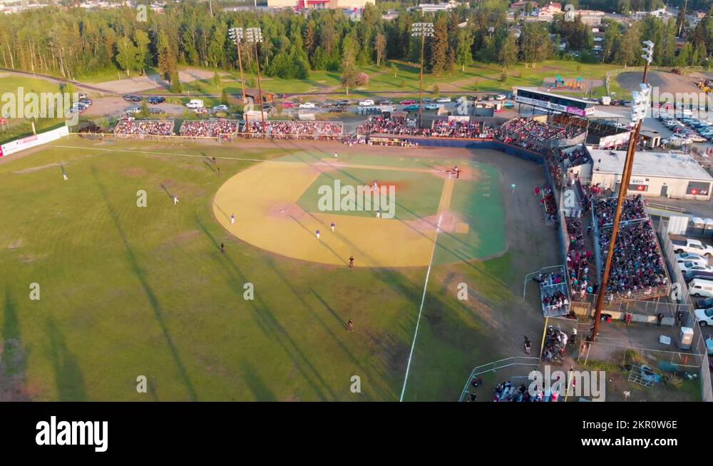 4K Drone Video of Baseball Game at Growden Memorial Field in Fairbanks ...