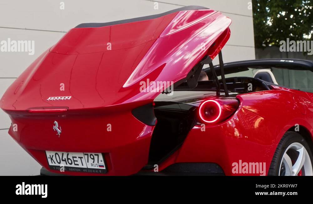 Moscow, Russia - CIRCA 2022: Ferrari portofino red color convertible ...