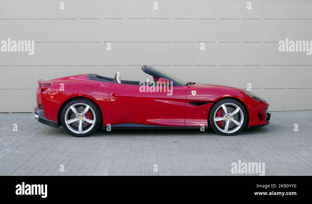 Moscow, Russia - CIRCA 2022: Ferrari portofino red color convertible ...