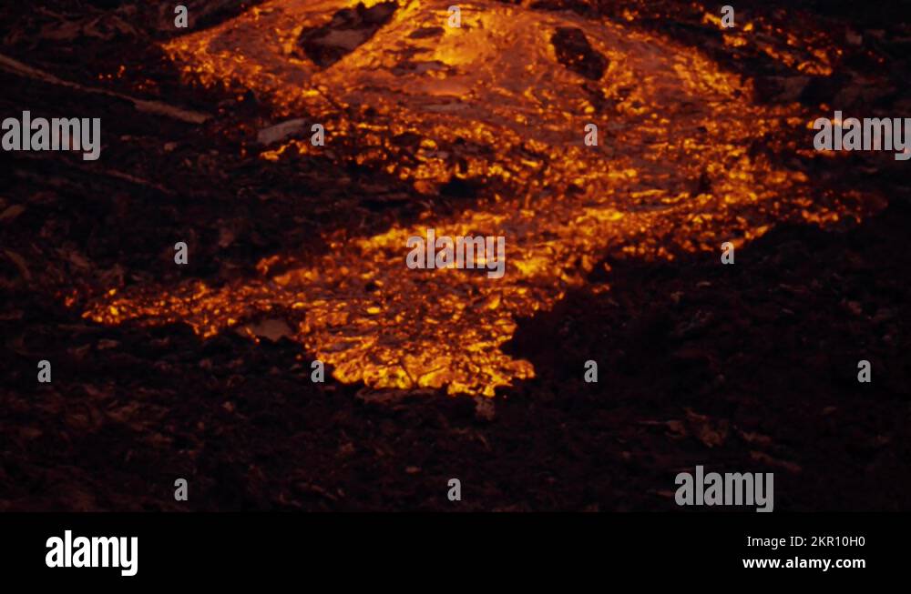 Lava river from the Volcanic eruption in Iceland Stock Video Footage ...