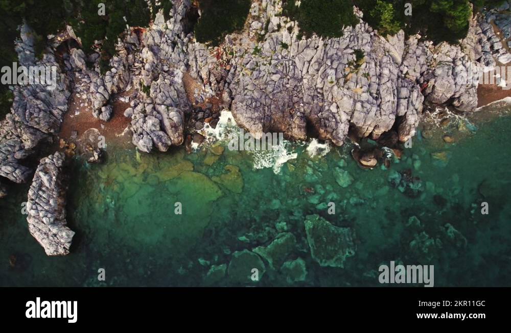 drone perspective of Kassandra cliffs near Paliouri, Greece. stunning ...