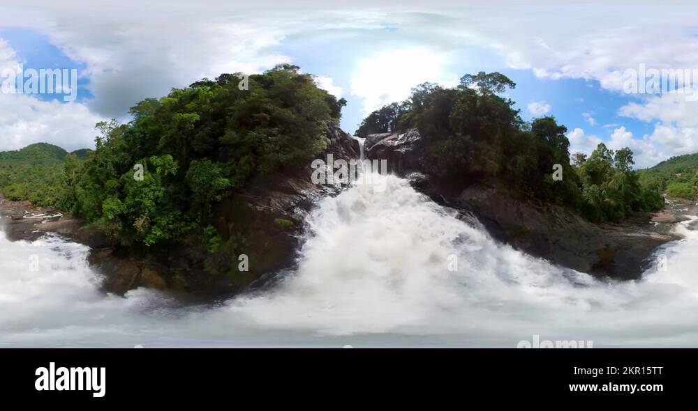 Beautiful waterfall in the rainforest. Bopath Falls. 360 panorama VR ...
