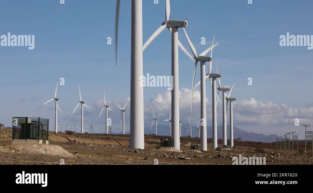 Climate change,Wind power,large group of wind turbines,Lake Turkana ...
