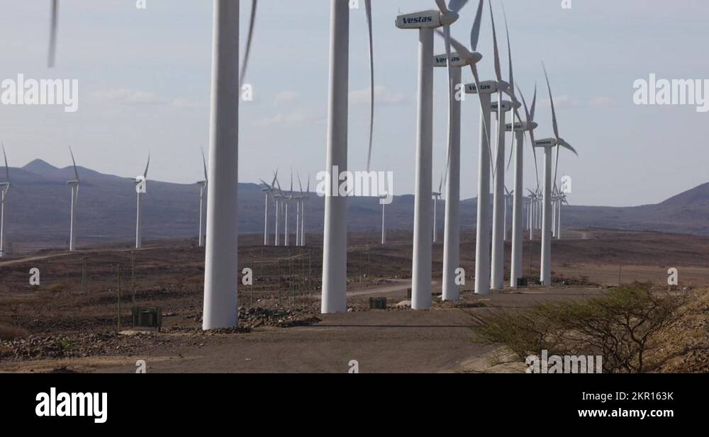 Climate change,Wind power,large group of wind turbines,Lake Turkana ...