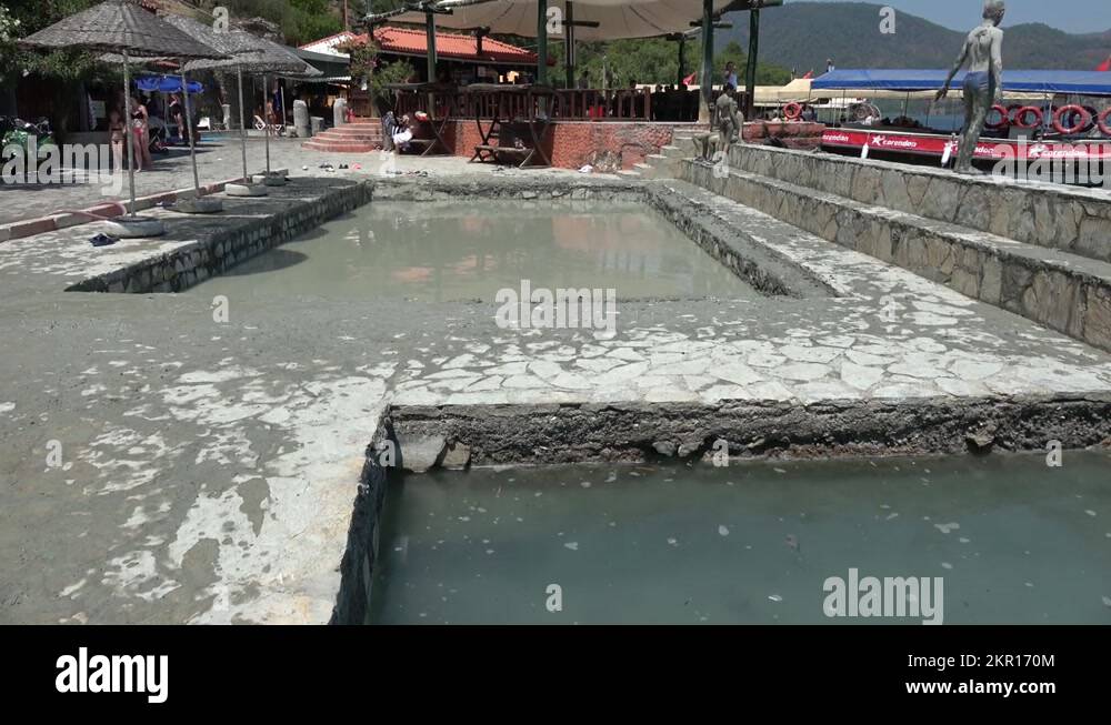 Tilt up mud bath pools at the Sultaniye thermal facilities Stock Video ...