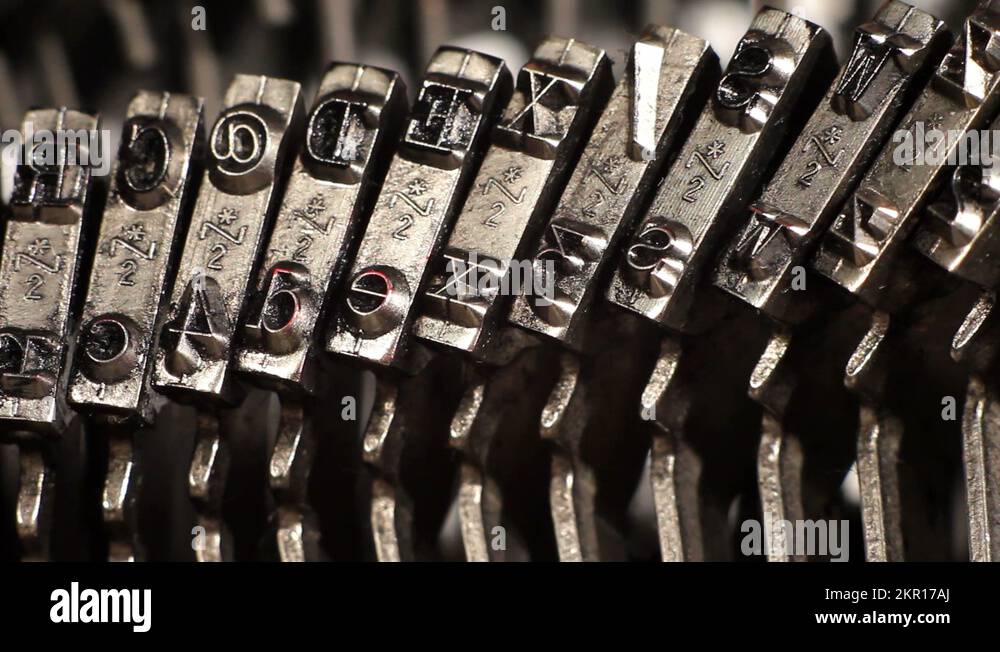 Typing. Old manual mechanical typewriter with type key movement Stock ...
