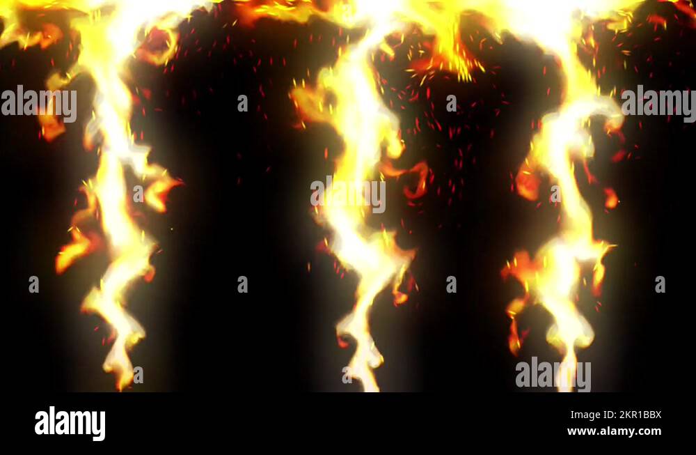 Fire flames on black background. Real fire flames are isolated on black ...