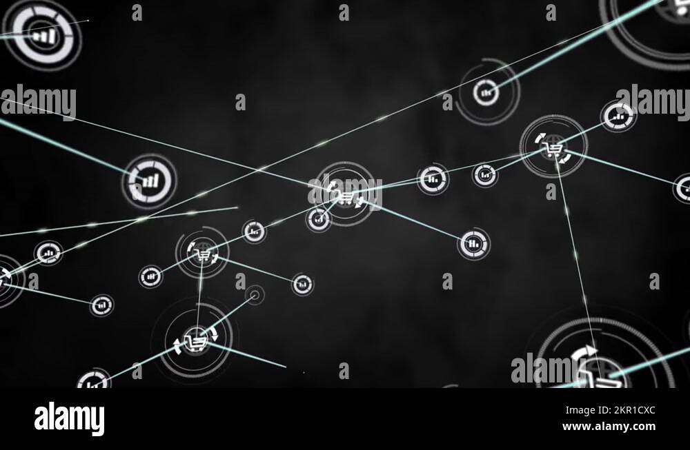 Animated 3d illustration of shopping cart icons connecting by digital lines over Stock Video ...