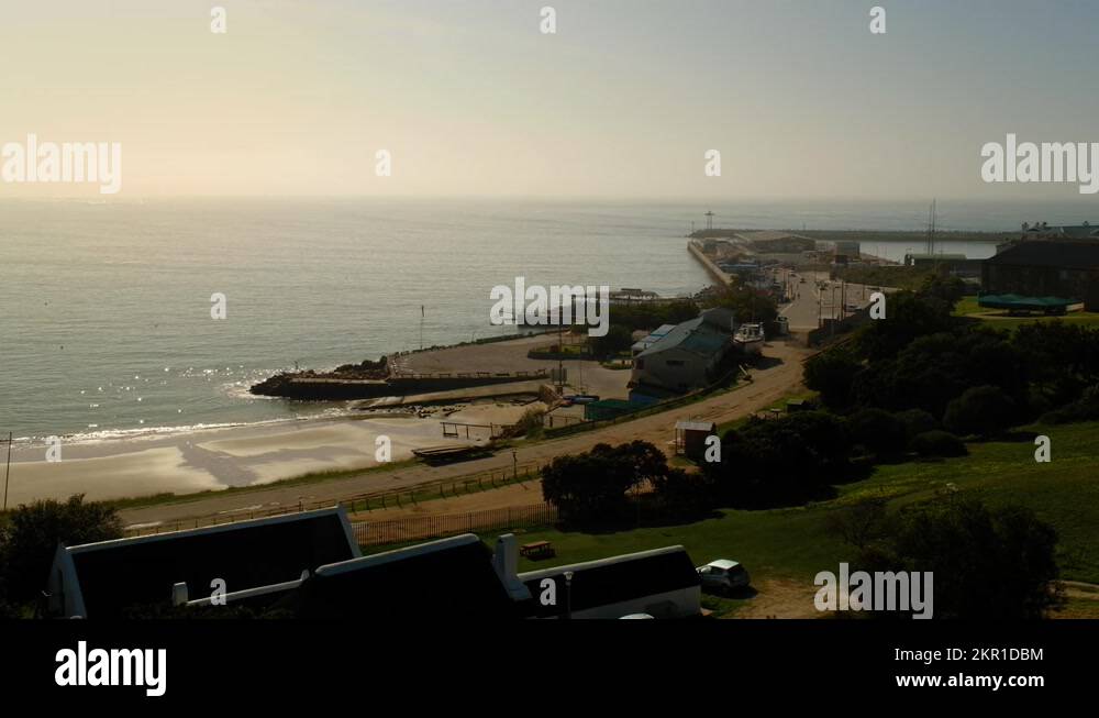 Mossel Bay harbour and waterfront with side view of Santos beach ...