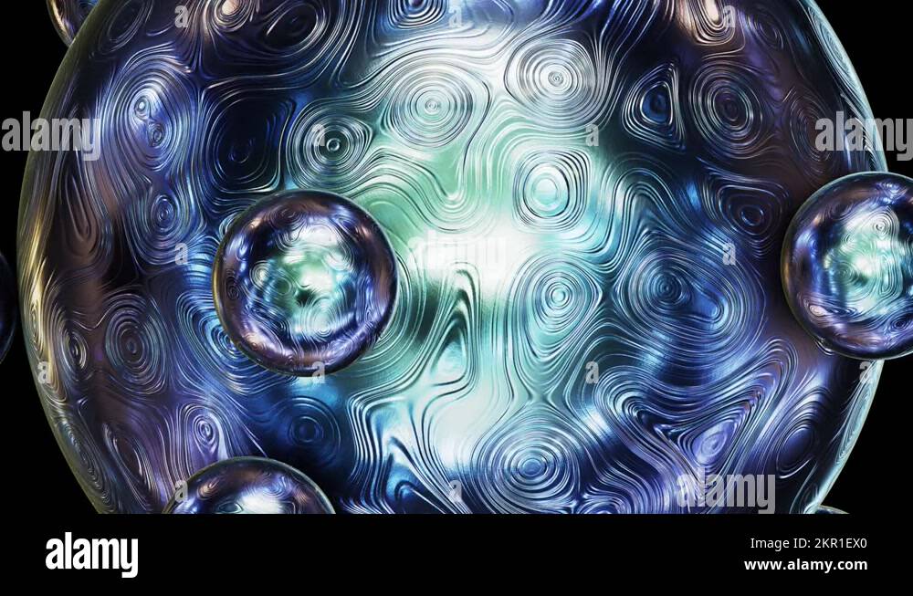 Alien alloy sphere with rolling small spheres looping 3D animation ...