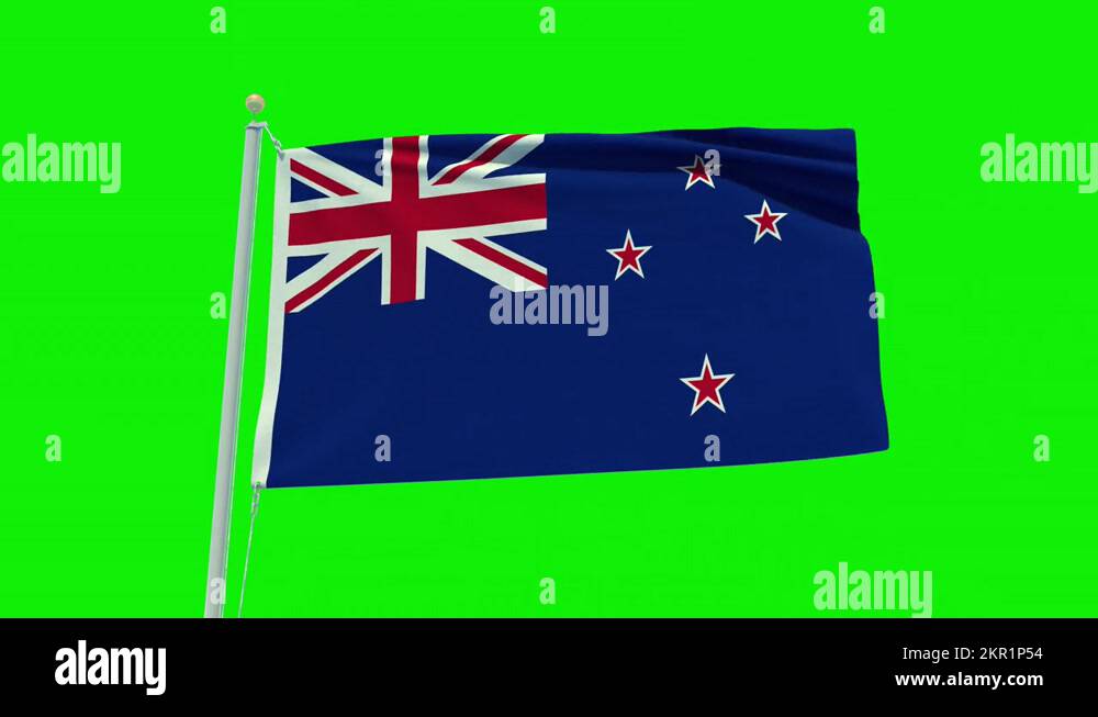 Seamless loop animation of the New Zealand flag on a green screen ...