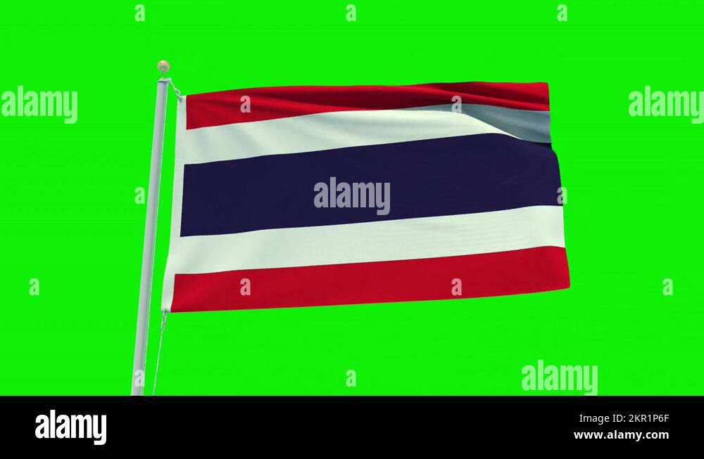 Seamless loop animation of the Thailand flag on a green screen ...