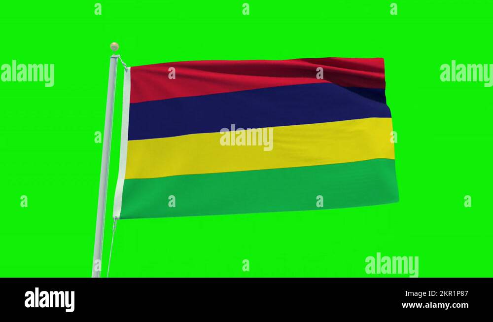 Seamless loop animation of the Mauritius flag on a green screen ...