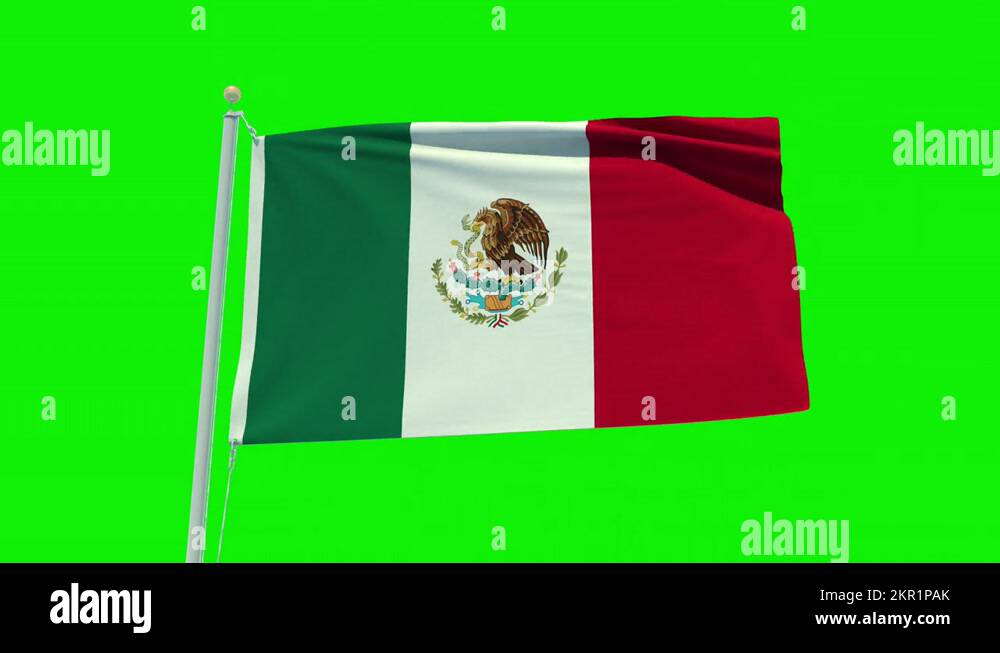 Seamless loop animation of the Mexico flag on a green screen background ...