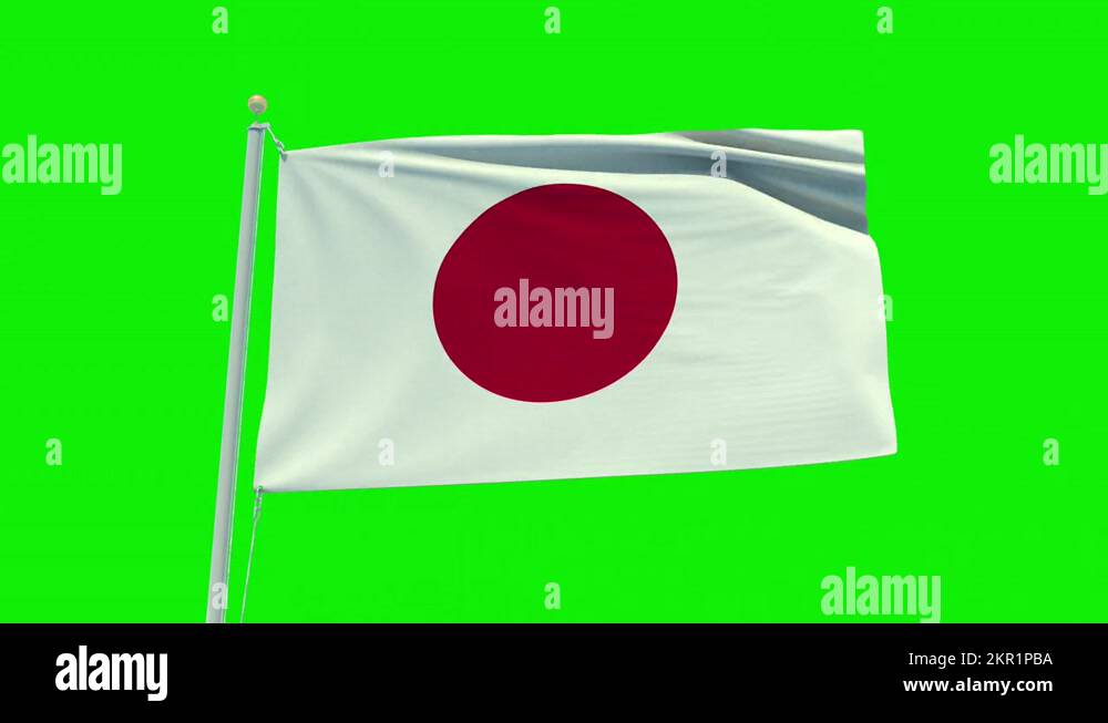 Seamless loop animation of the Japan flag on a green screen background ...