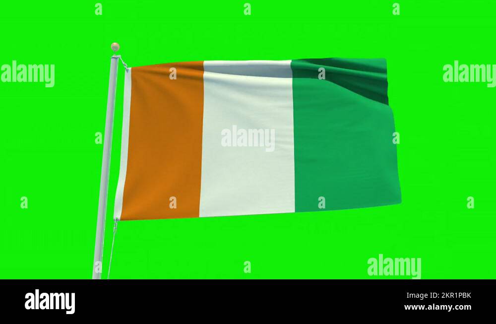 Seamless loop animation of the Cote divoire flag on a green screen ...