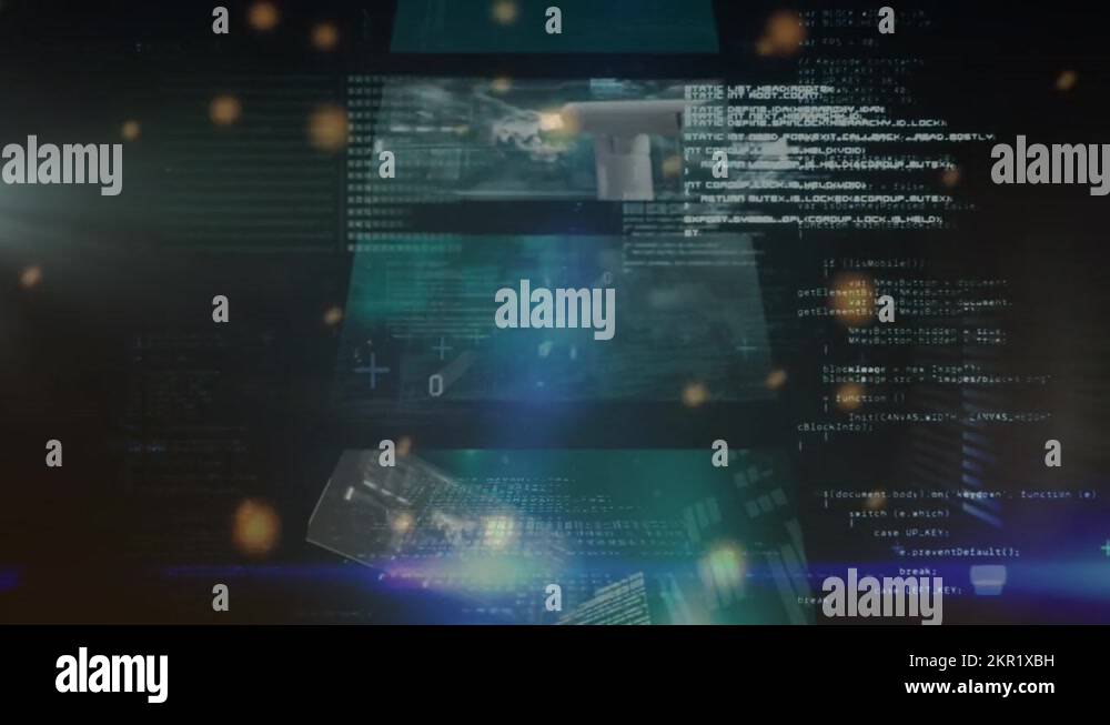Digital infographic interface with graphs, profile icons and security ...