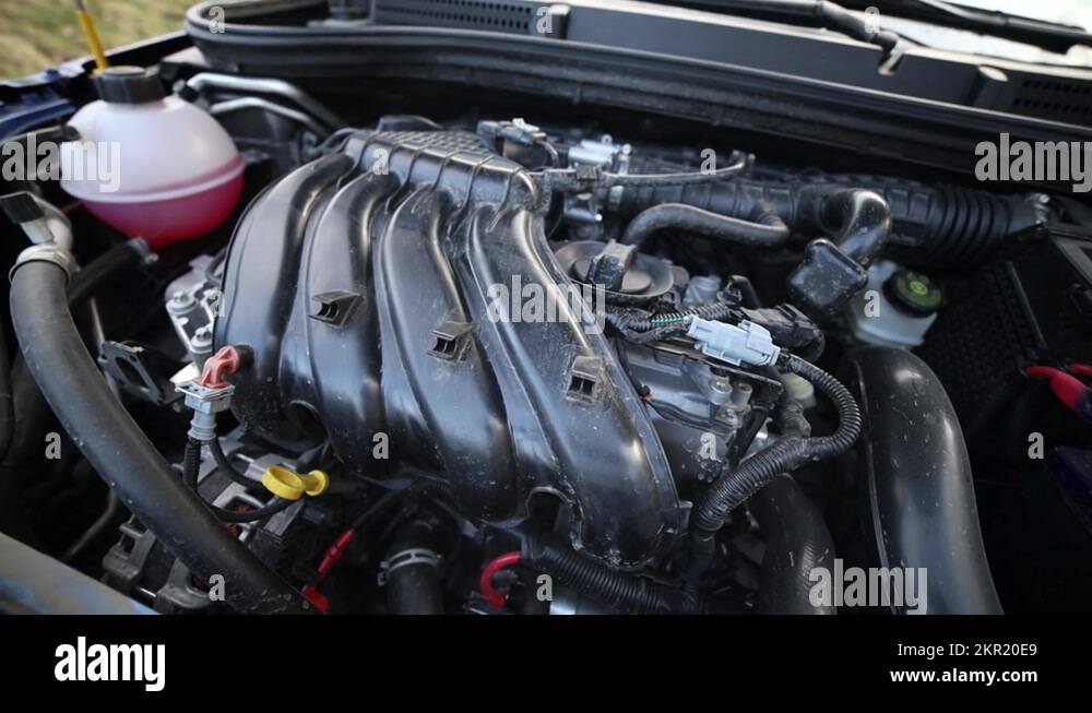 A simple car engine 1.6. Gasoline internal combustion engine. Panning ...