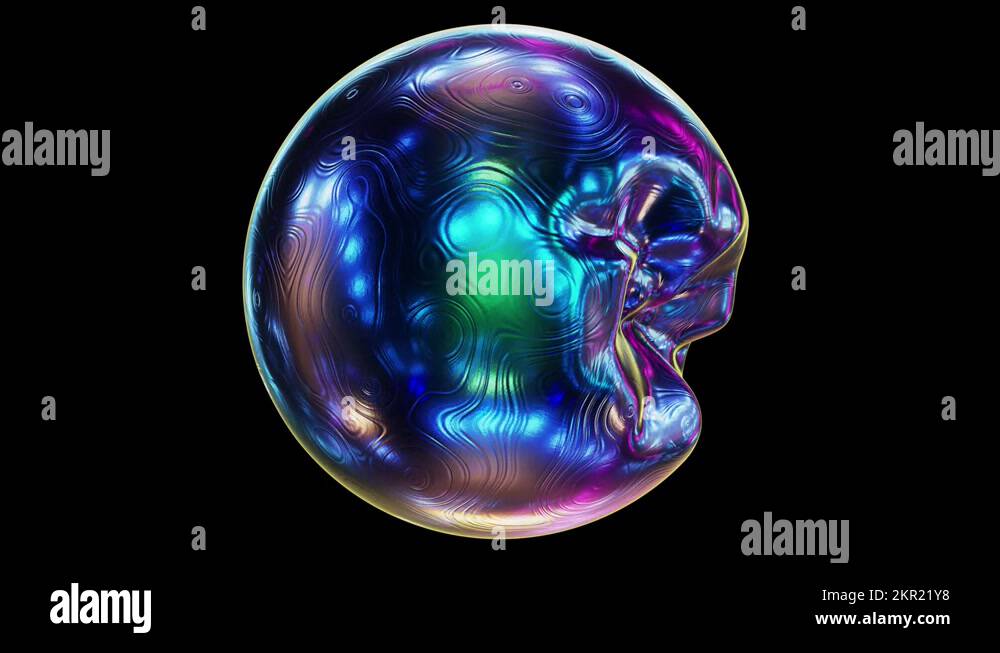 Morphing iridescent alien alloy sphere looping 3D animation with alpha ...