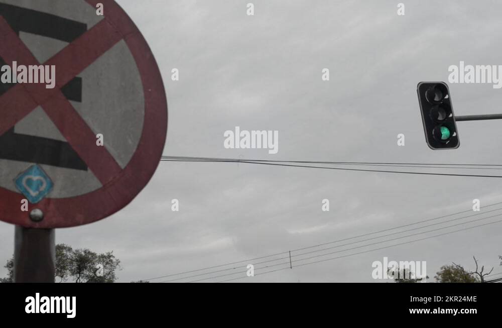 No stop sign with a traffic light on the background Stock Video Footage ...
