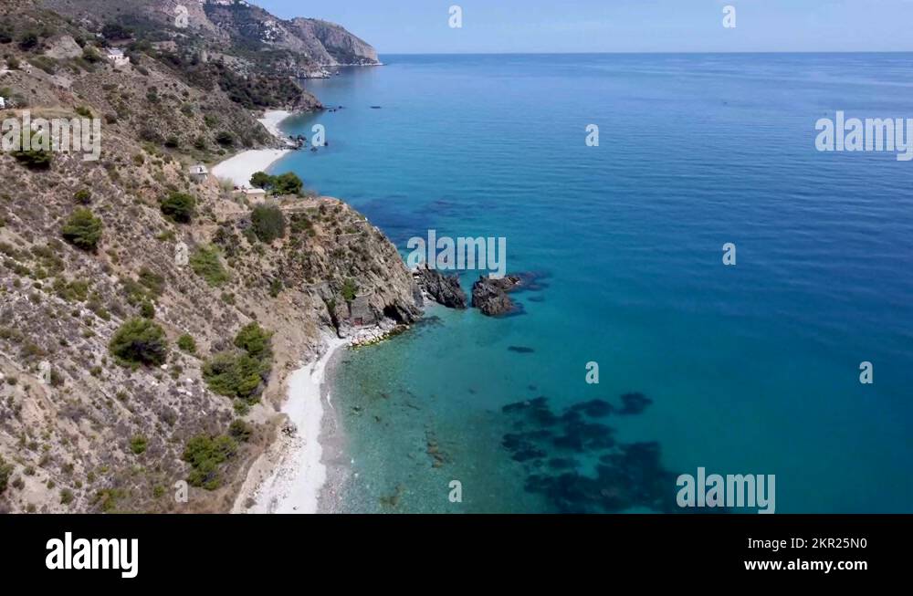 The beautiful Playa del Pino beach outside Nerja on the Costa del Sol ...