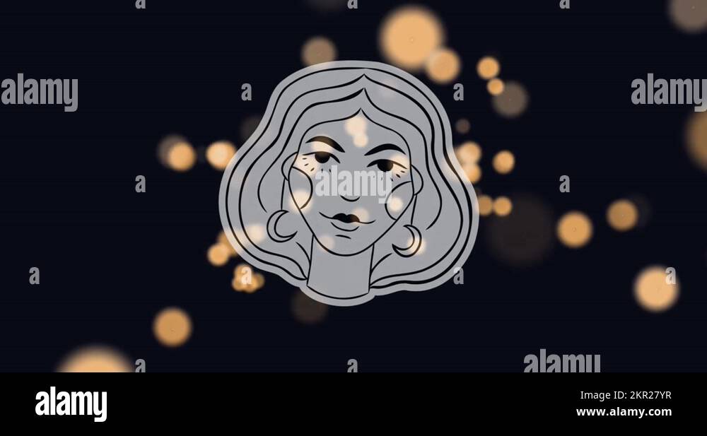 Animation of maiden vector of virgo zodiac sign against illuminated ...