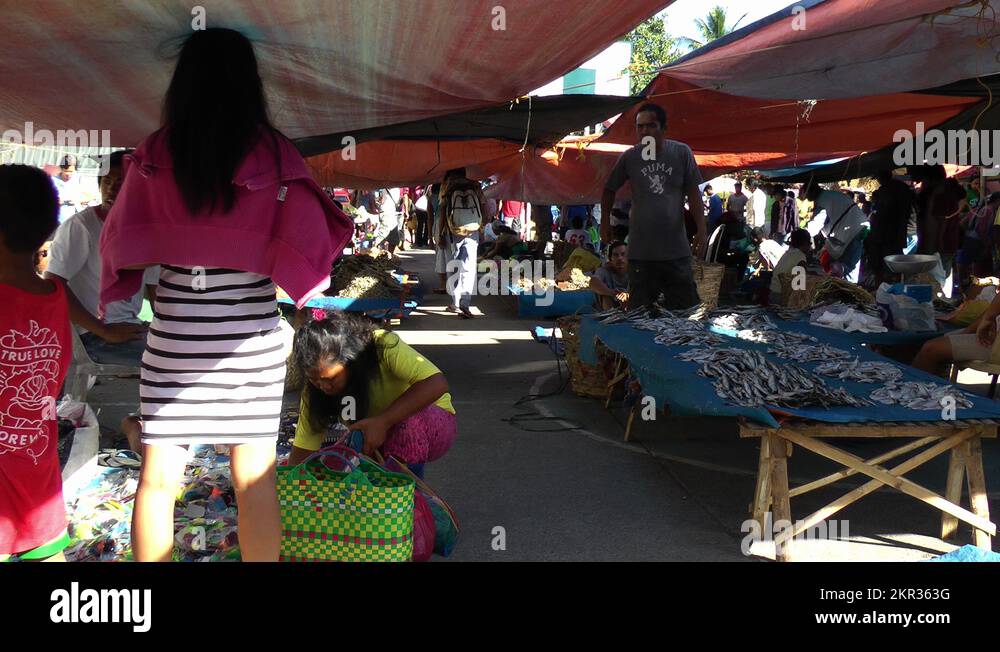 Outdoor food market at Sibalom city in the Republic of the Philippines Stock Video Footage - Alamy