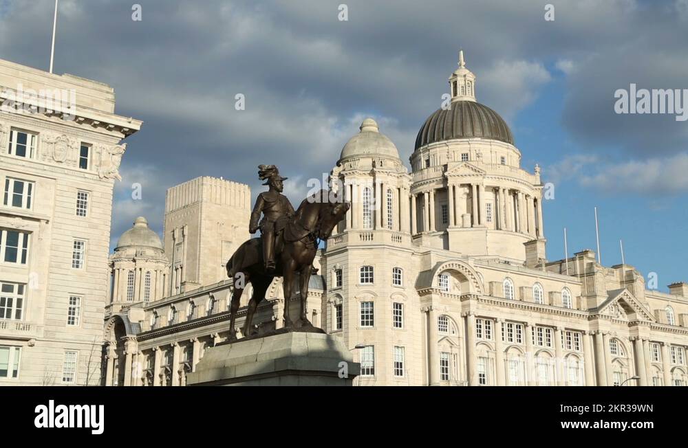 statue of king edward vii, port of Liverpool building Stock Video ...