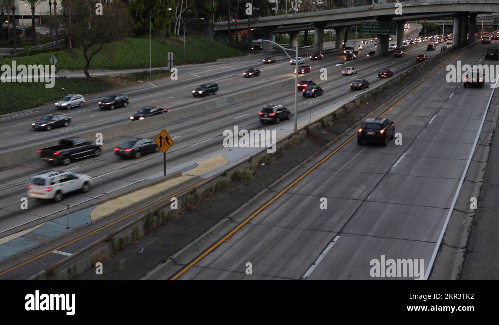Traffic Jam on Freeway, USA, Downtown Los Angeles, LA, California ...