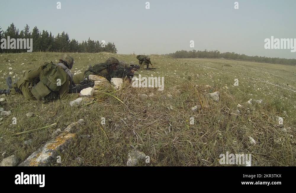armed soldiers walking through field. soldiers running with Machine gun ...