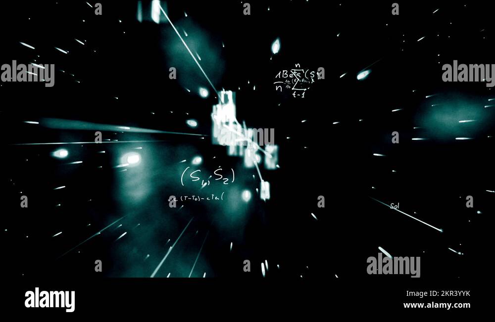 Maths equations appearing on galactic background and zooming in Stock ...