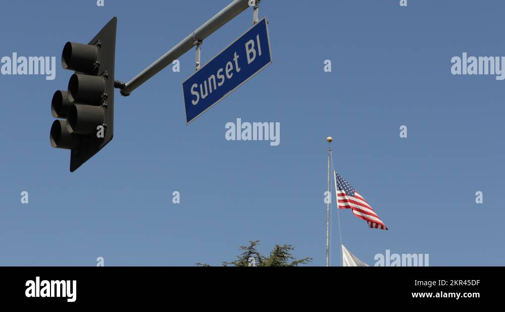 Ultra HD 4K Traffic Light, Sunset Strip Boulevard Sign, Palm Tree, Los ...