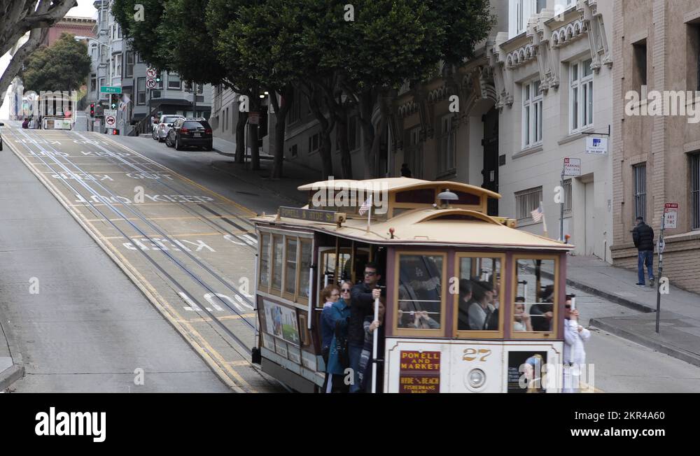 San Francisco Tram Trolley Cable Car, Busy Vintage Crowded Public ...