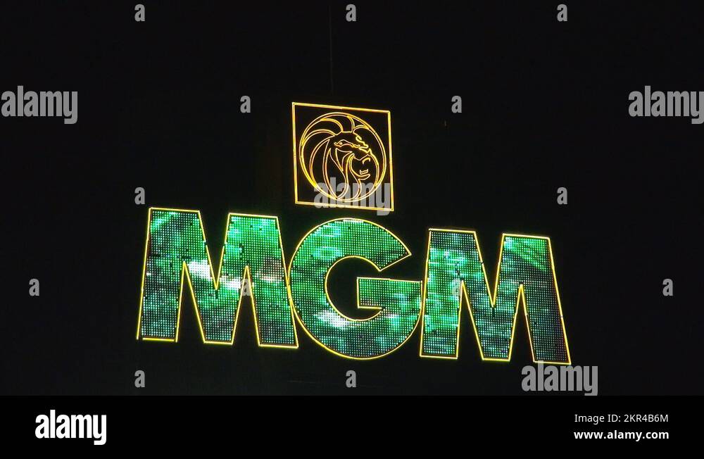 MGM Grand resort sign by night,Hotel and Casino, Las Vegas Strip ...