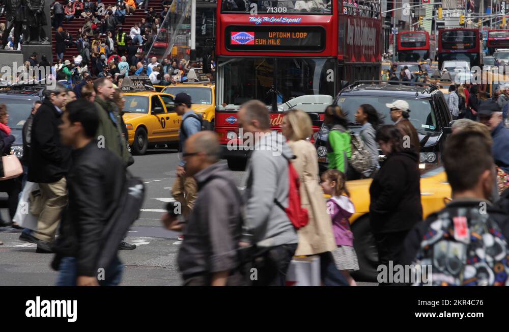 New York City, NYC Busy Intersection Traffic Day Crowd of People ...