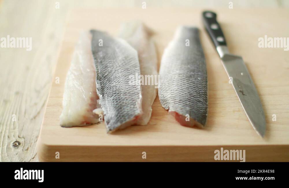 Fillets of fish with skin on Stock Video Footage - Alamy