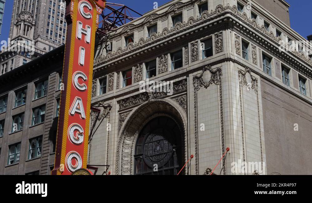 Famous Chicago Theater, Theatre Sign, State Street, Building Close Up ...
