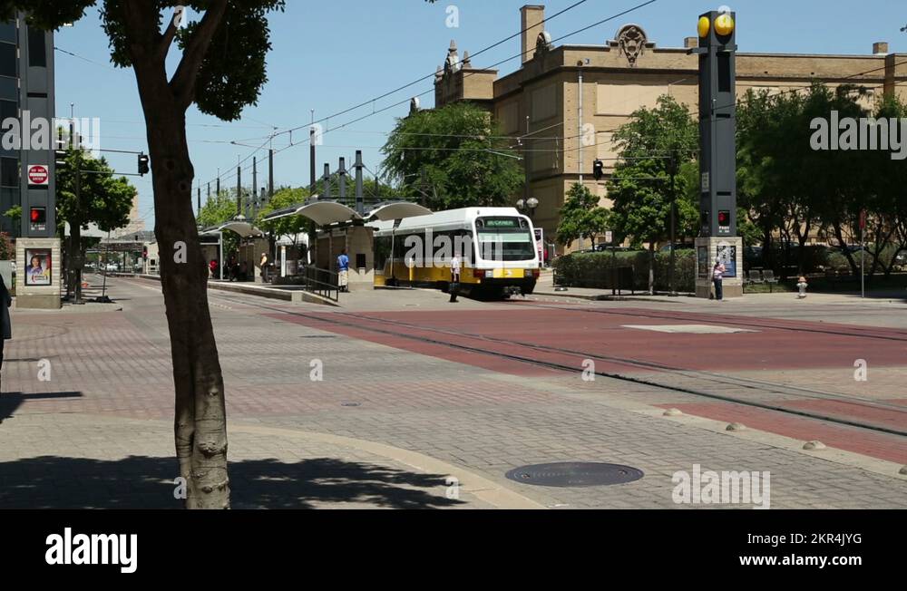 dart light rail tram arriving at station, dallas, texas, usa Stock ...