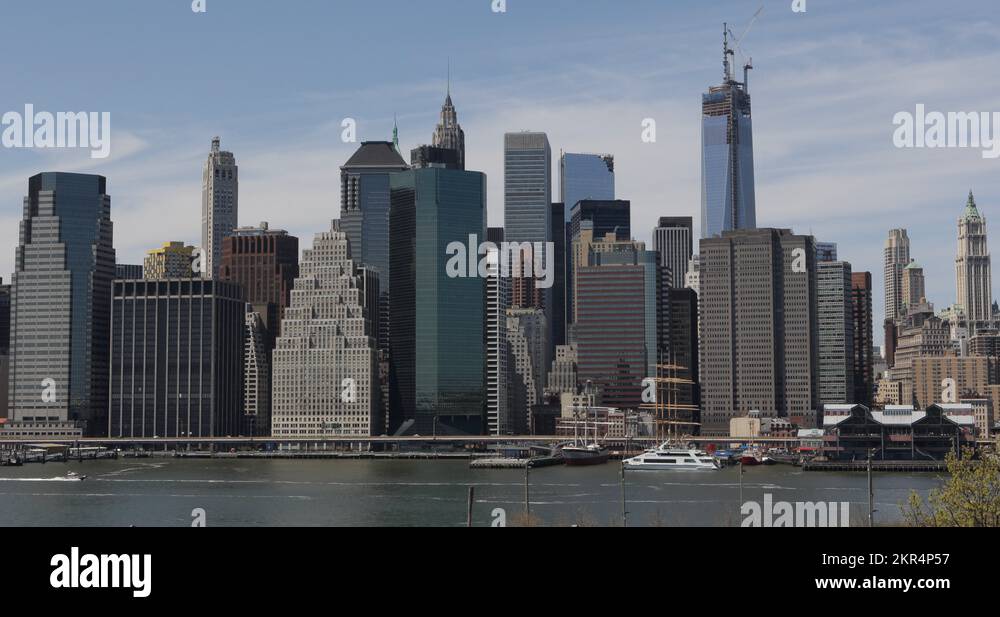 Ultra HD 4K NYPD Police Boat Passing New York Freedom Tower Downtown Skyline Stock Video Footage ...